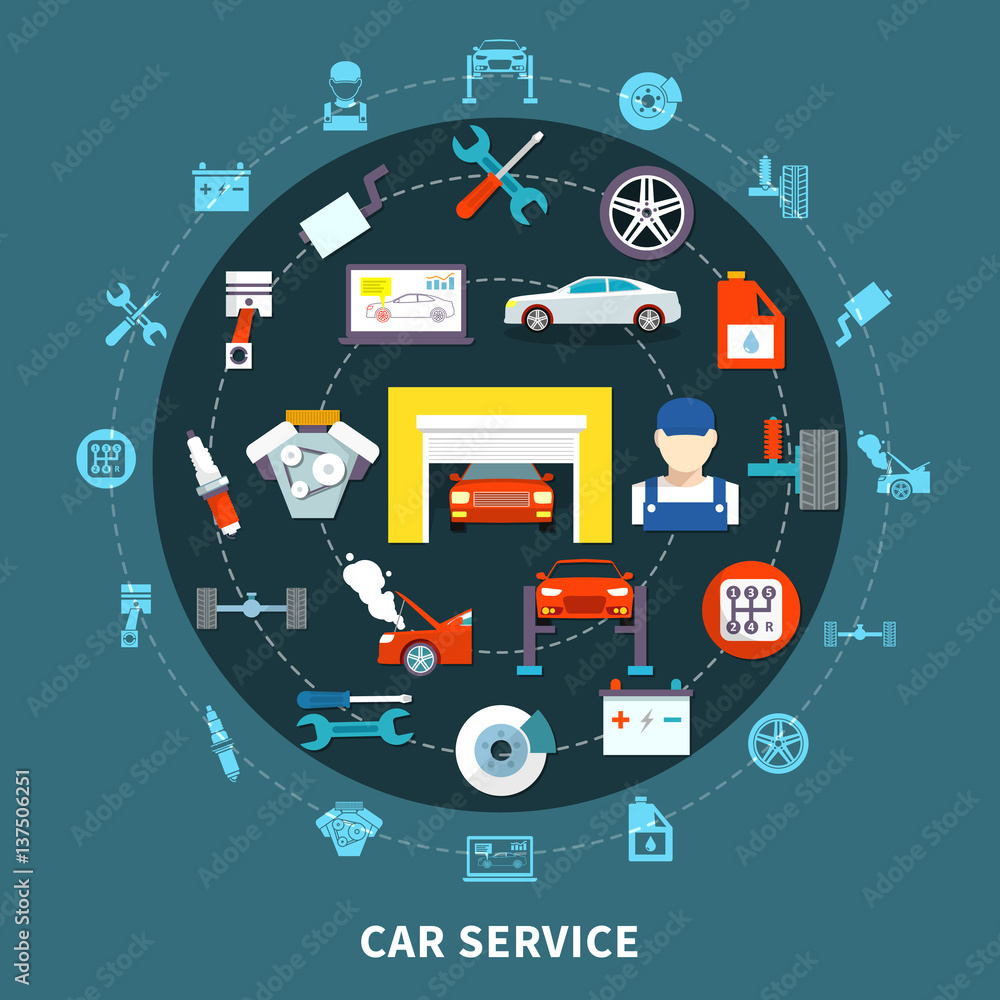 Auto Service Design Concept Stock ベクター | Adobe Stock