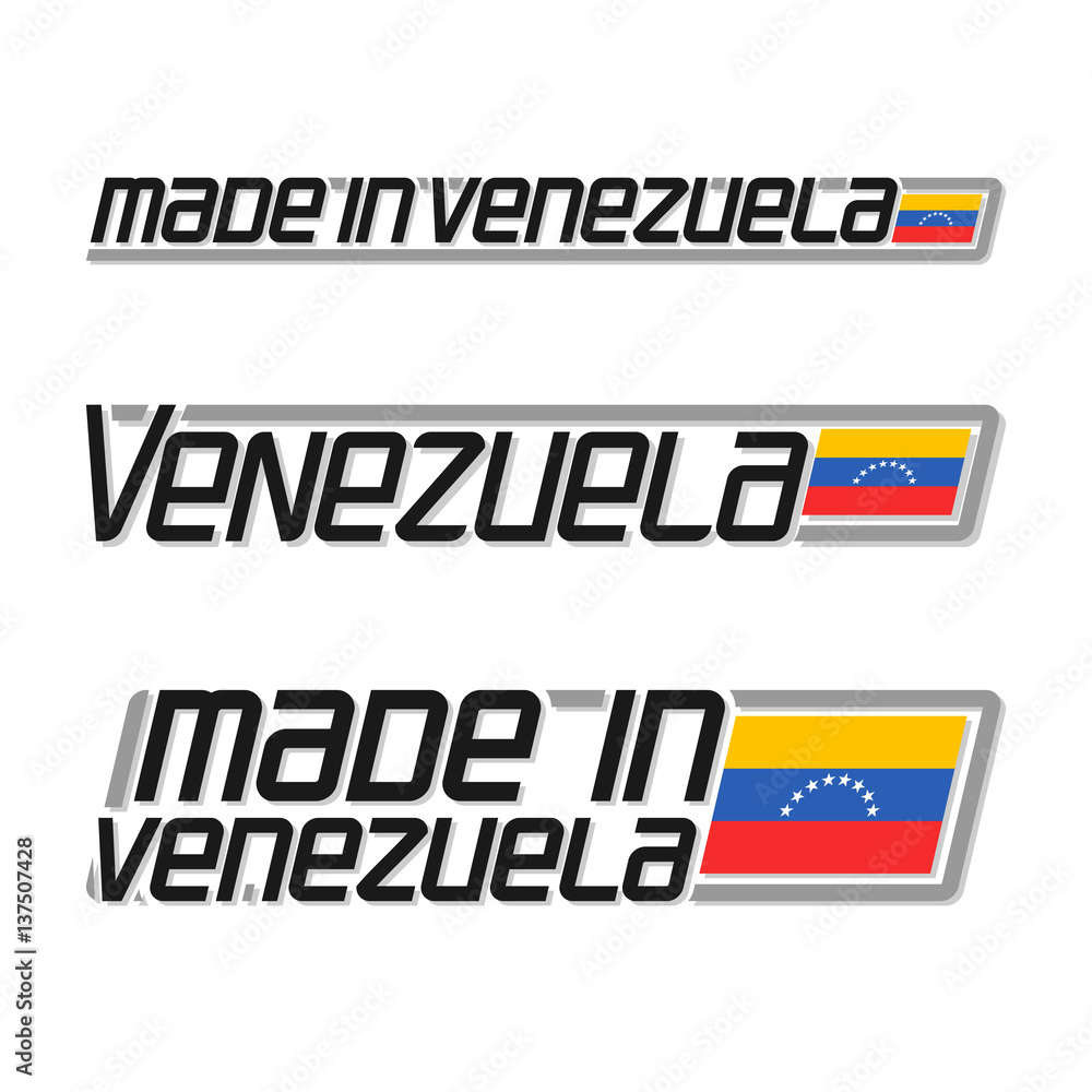 Vector illustration logo "made in Venezuela", three isolated Venezuelan ...