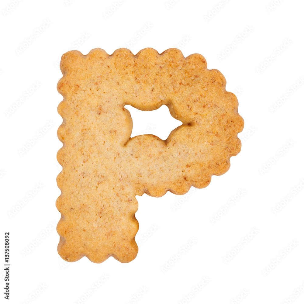 Cookie alphabet symbol - P isolated on white background. One of full ...