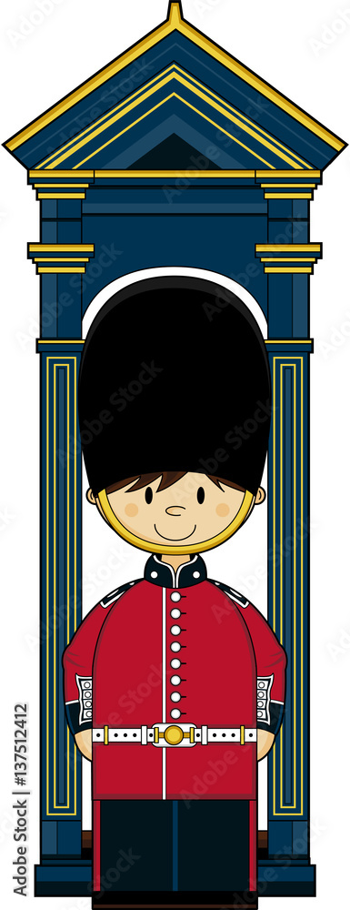 Cute Cartoon British Royal Guard Stock Vector | Adobe Stock