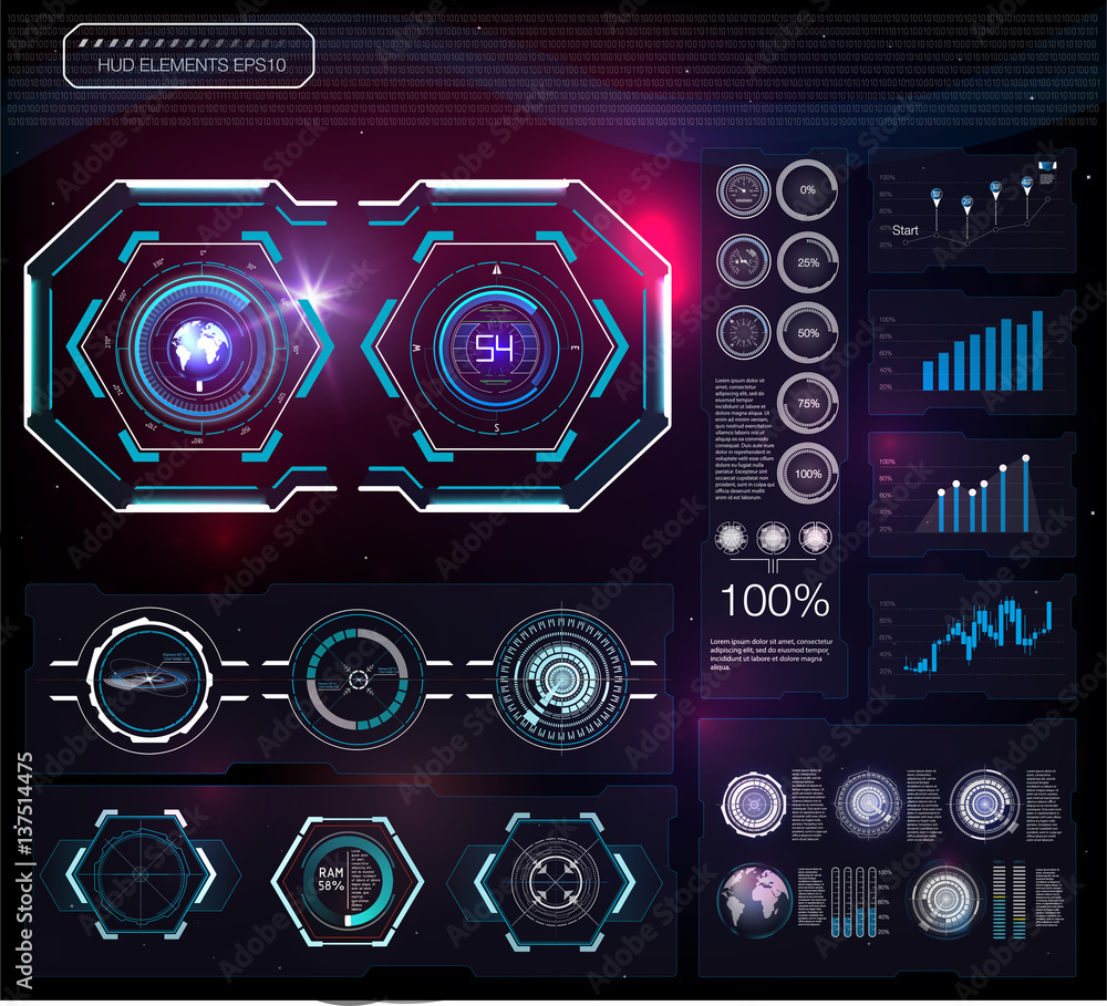 HUD background outer space. infographic elements. futuristic user interface. Web interface ...