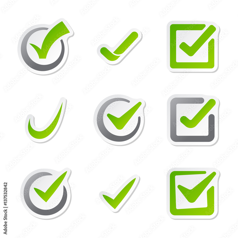 Check box icons of vote mark sign choice yes symbol and correct design ...