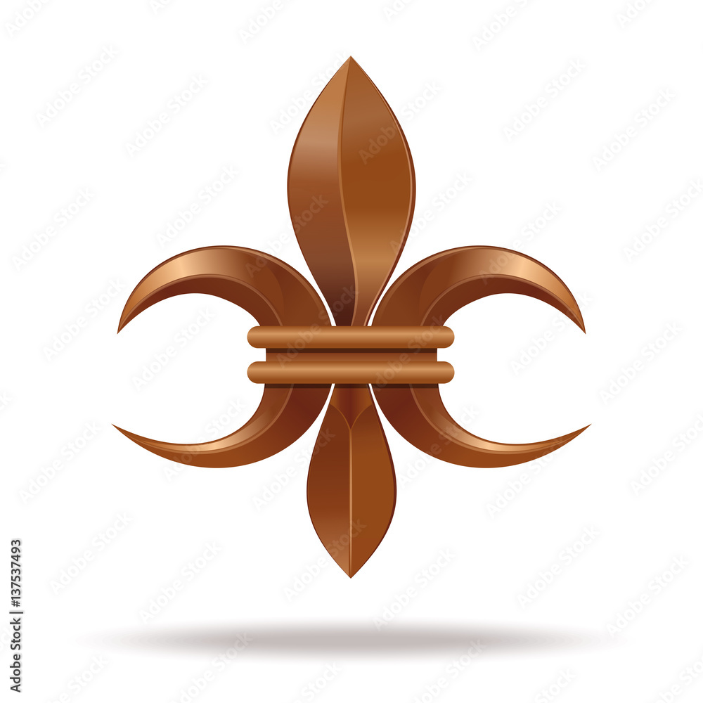 Golden Fleur-de-lis or flower-de-luce. Stylized lily. Decorative design ...
