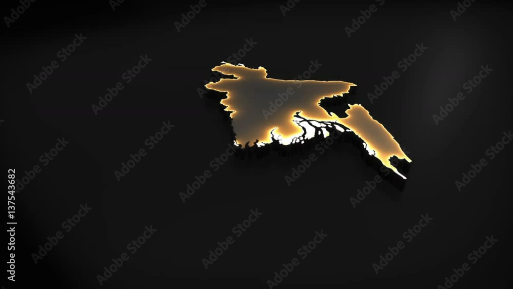 Seamless looping 3D animation of the map of Bangladesh including 2 ...