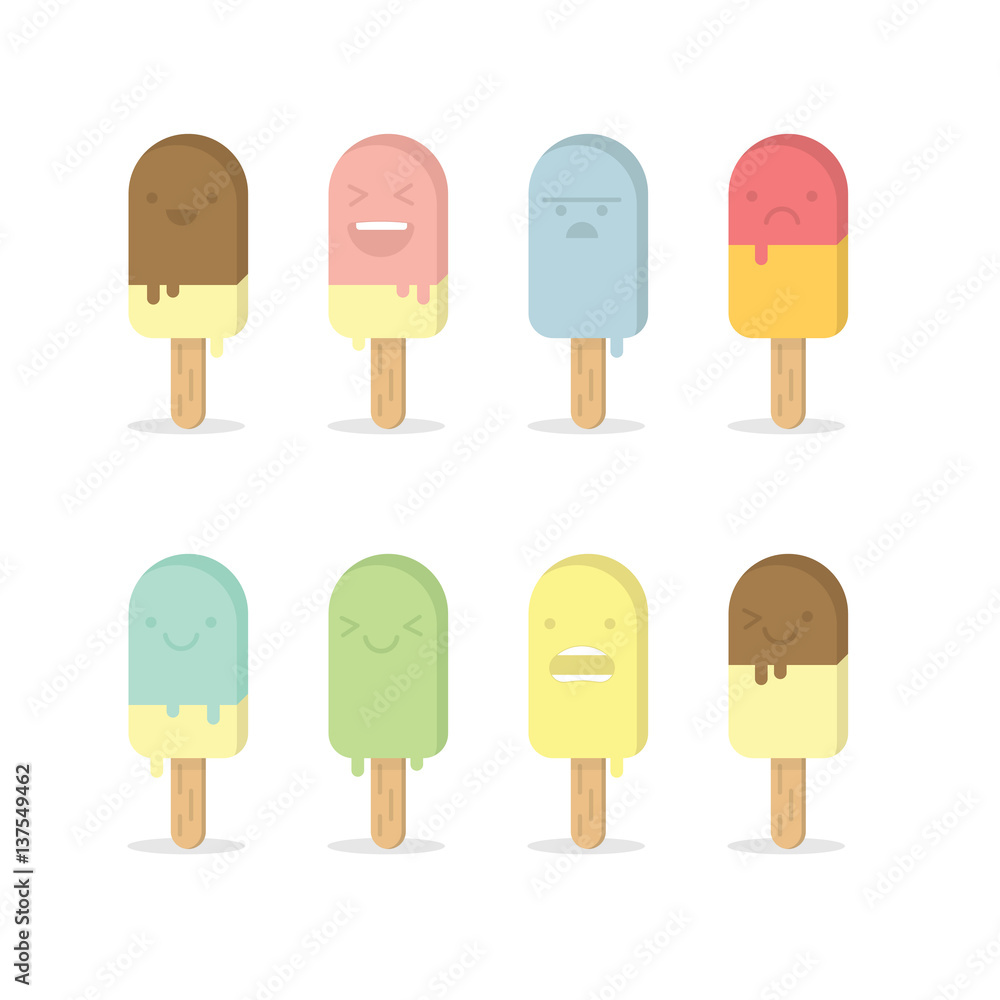 Popsicle ice cream with smooth and soft color with smile face Stock 벡터 ...