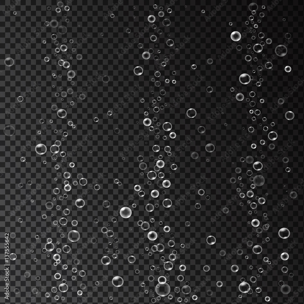 Water fizzing air bubbles texture on transparent background. Bubbling ...