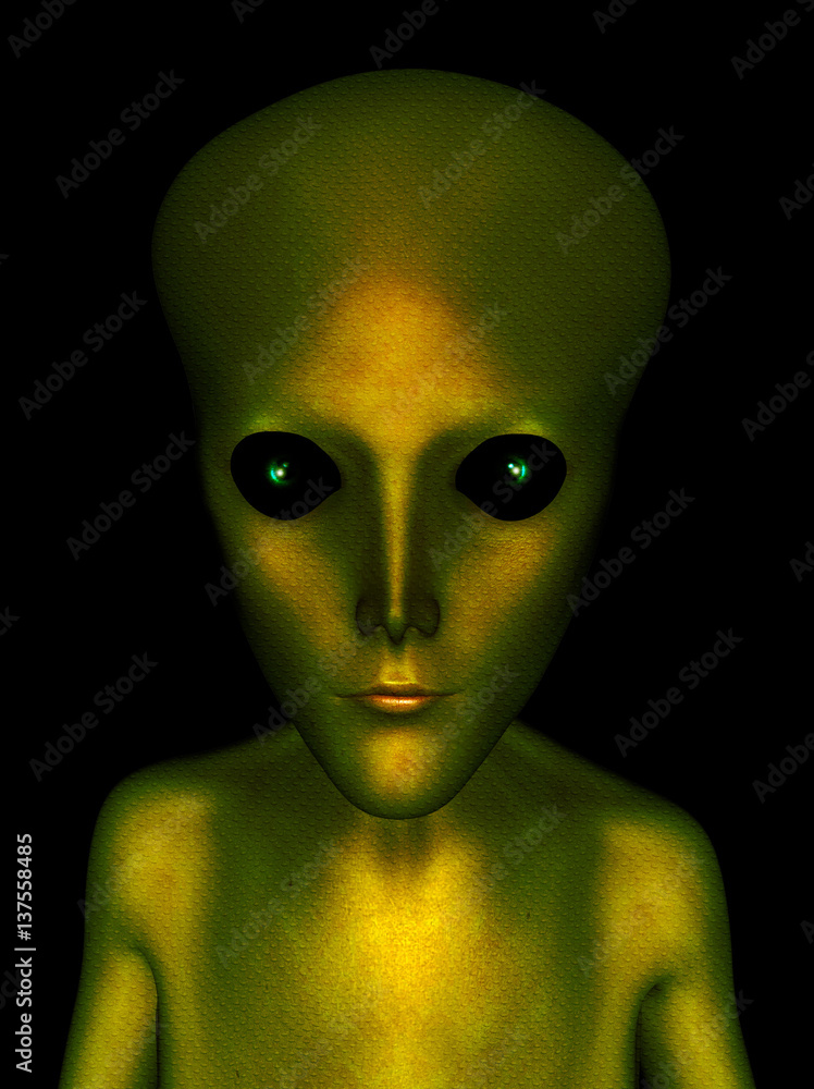 Alien Head and Shoulders Green Scaled Creature Stock Illustration ...