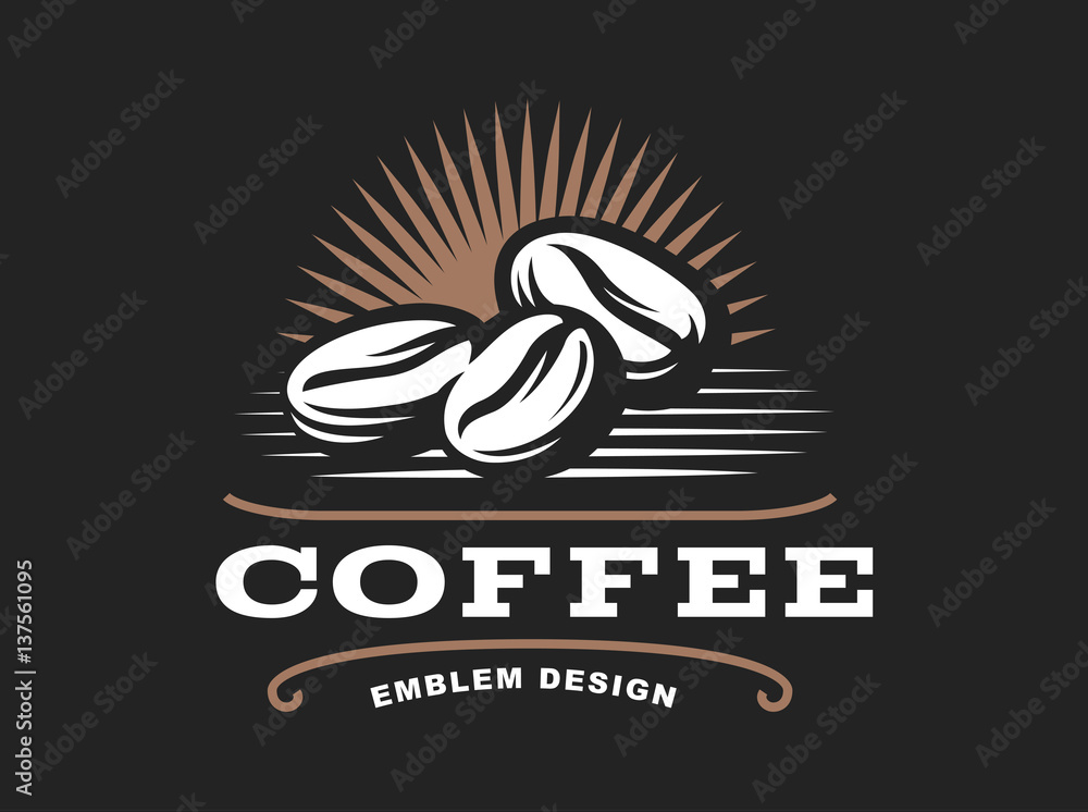 Coffee grain logo - vector illustration, emblem design on black ...