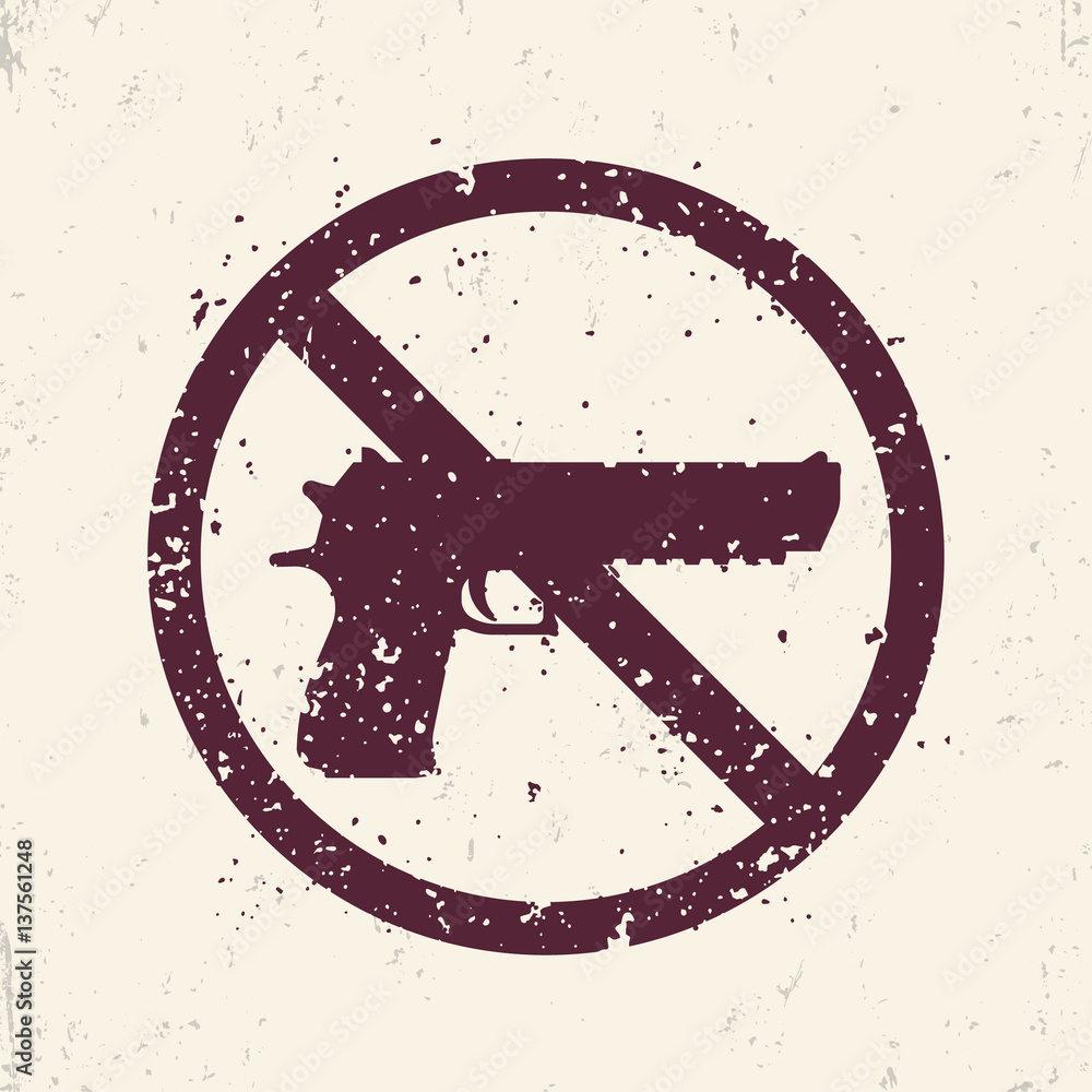 no guns sign with powerful pistol, handgun silhouette, no firearms ...