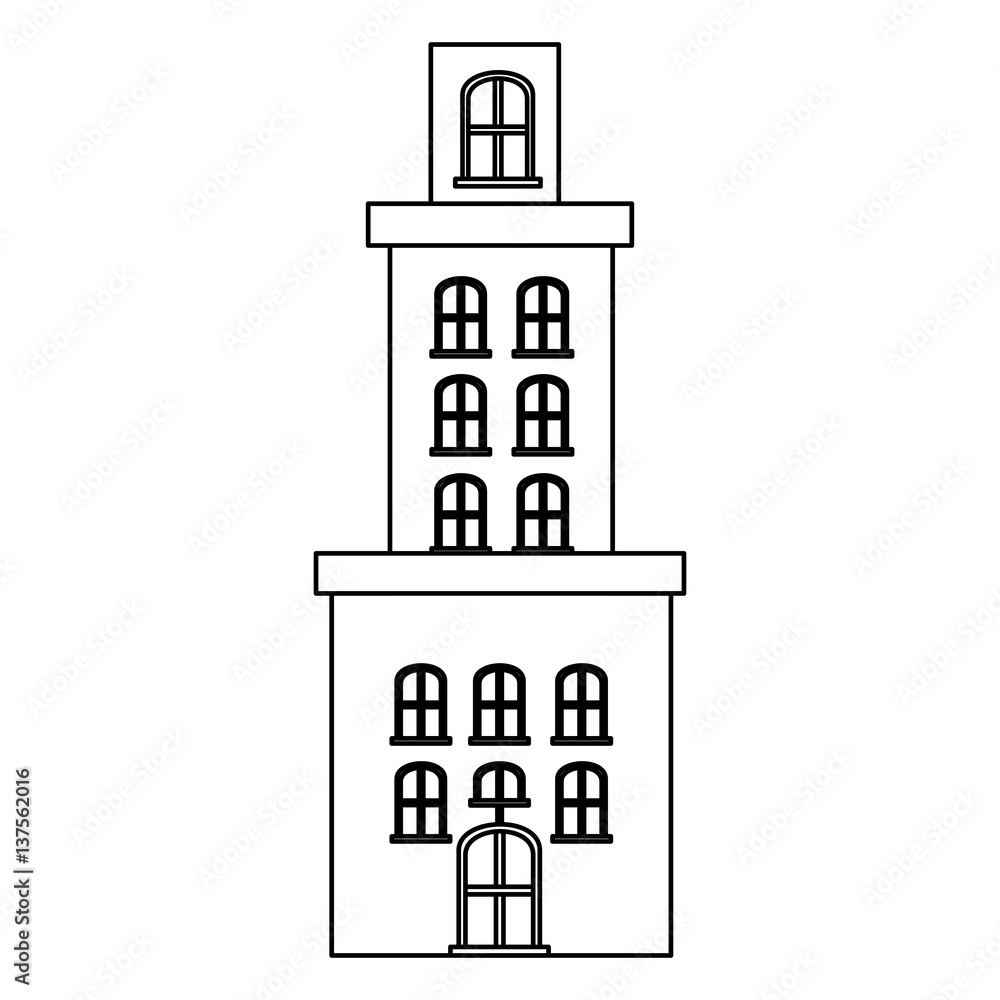 silhouette apartment residence with several floors vector illustration ...