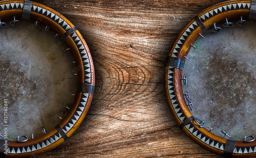 Central Asian tambourine. Uzbek doira. The traditional uzbek musical ...