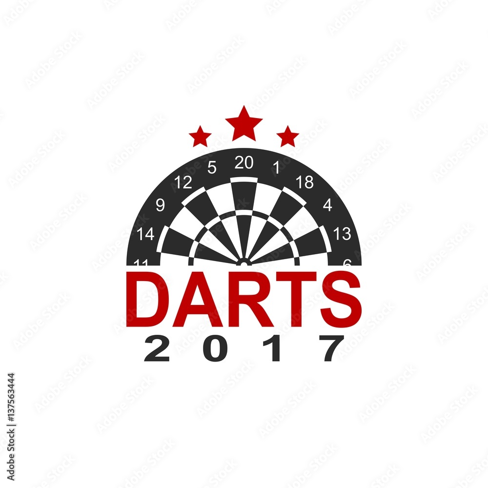 Darts label sports emblem and symbol isolated on white background. Dart ...