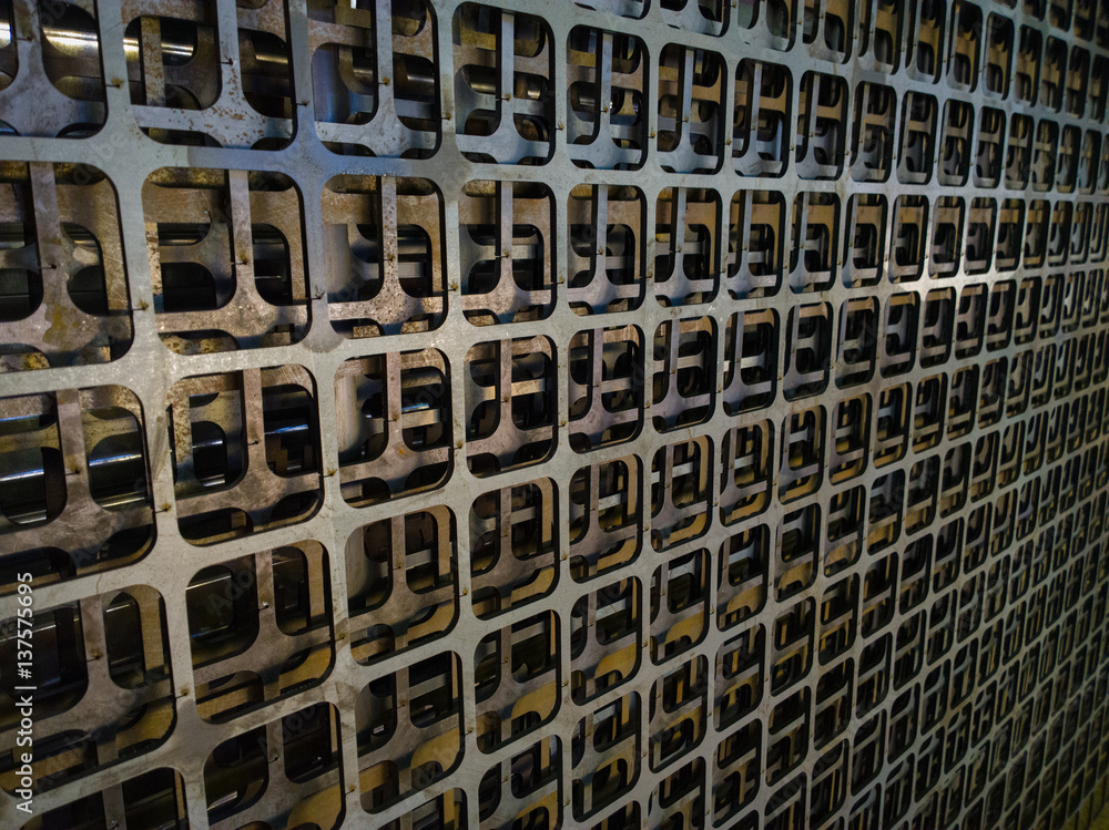 industrial laser cutting waste grid perspective background Stock Photo ...