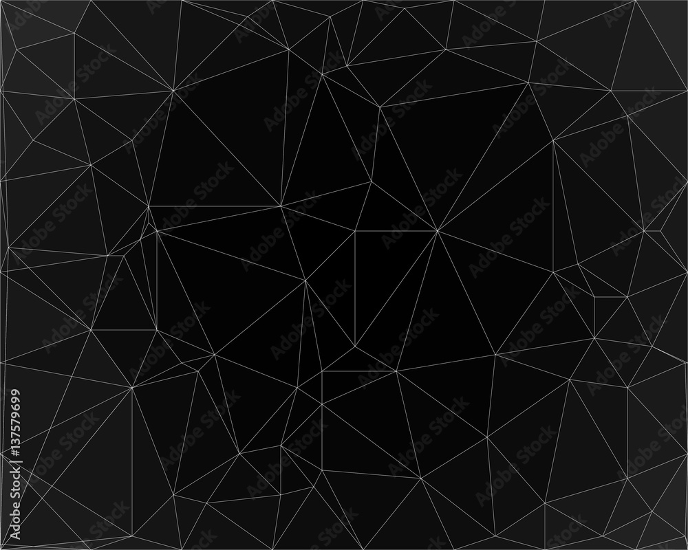 Modern and geometric dark background in low poly style with thin white ...