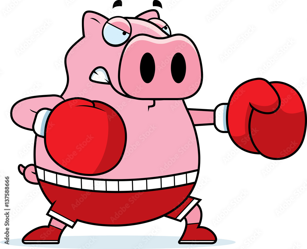Cartoon Pig Boxing Stock Vector | Adobe Stock