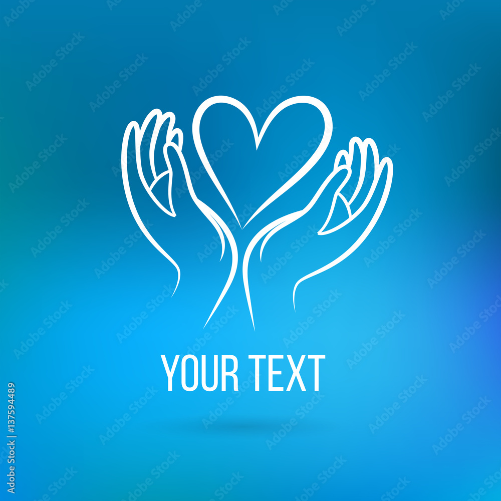 Logo with hands and heart Stock Vector | Adobe Stock