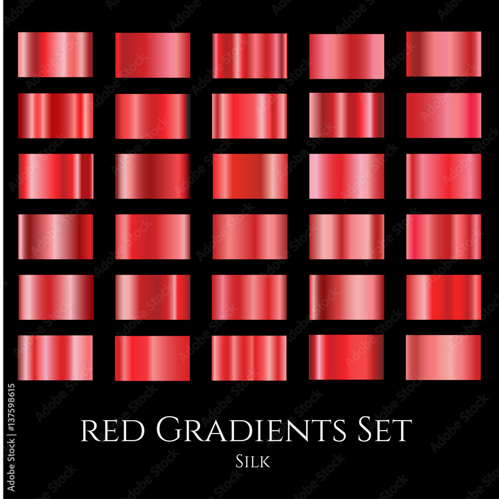 Red silk gradients vector set. Collection of design gradation swatches ...