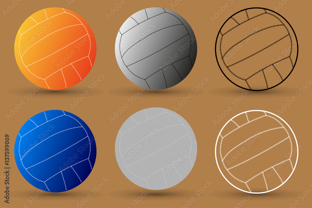 Volleyball ball vector illustration - set Stock Vector | Adobe Stock