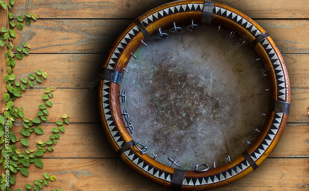 Central Asian tambourine. Uzbek doira. The traditional uzbek musical ...