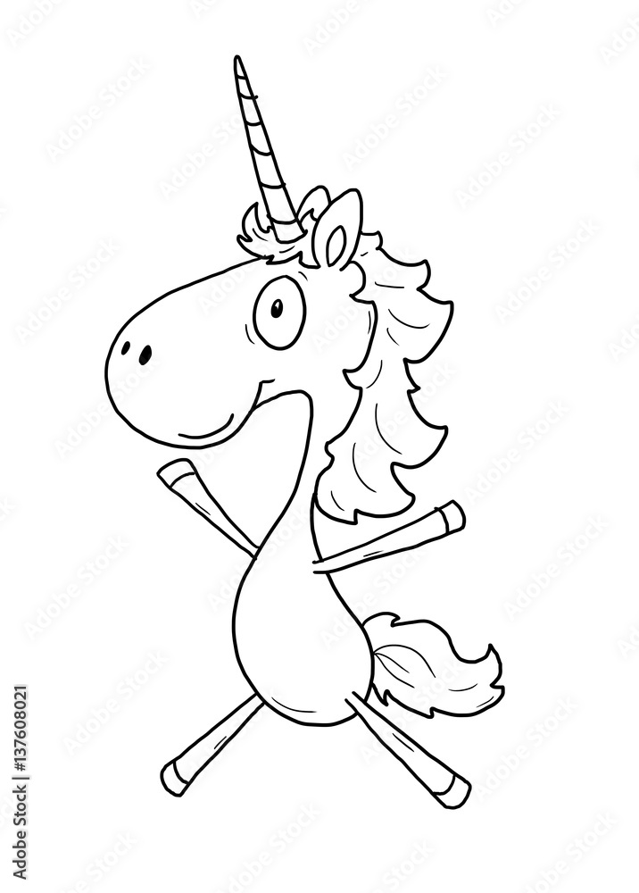 Ausmalbild Einhorn - springen Stock Illustration | Adobe Stock