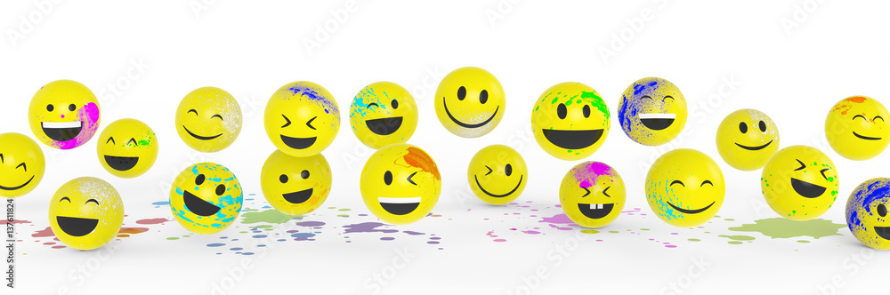 Smileys haben Spaß mit Farbe Stock-Illustration | Adobe Stock