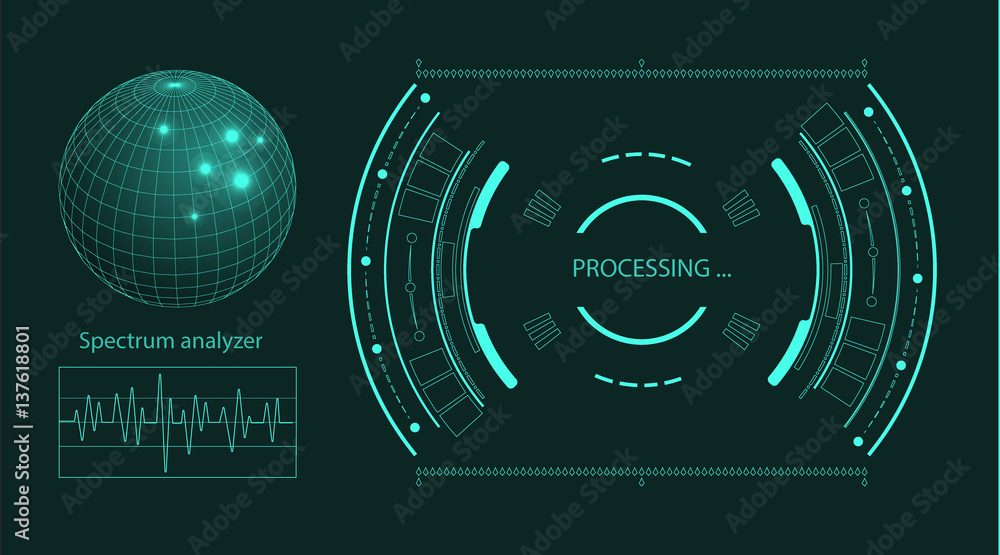 Futuristic user interface HUD tech elements for game creation or ...