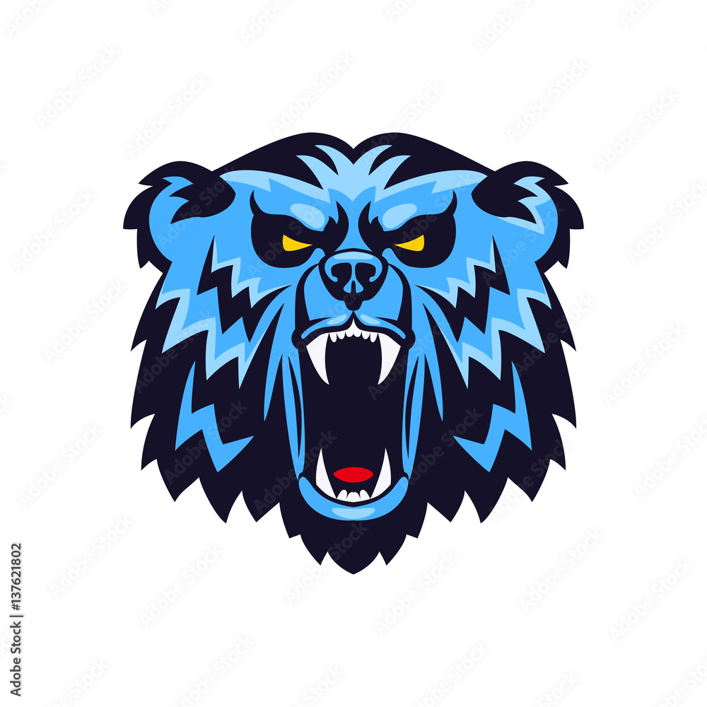 Bear Head Logo Mascot Emblem on shield. Talisman college sports teams ...