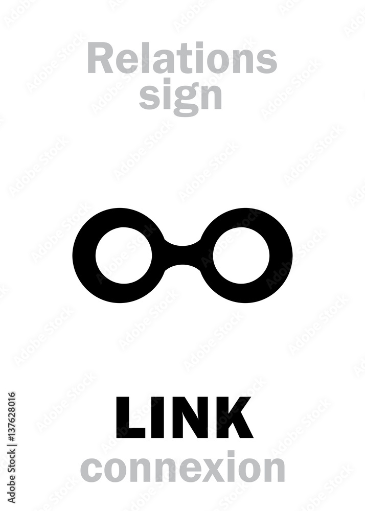 Astrology Alphabet: Sign of LINK (connexion). Hieroglyphics character ...
