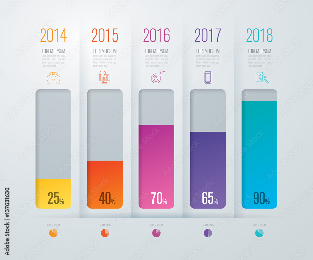 Graph infographics design vector and business icons with 5 options ...