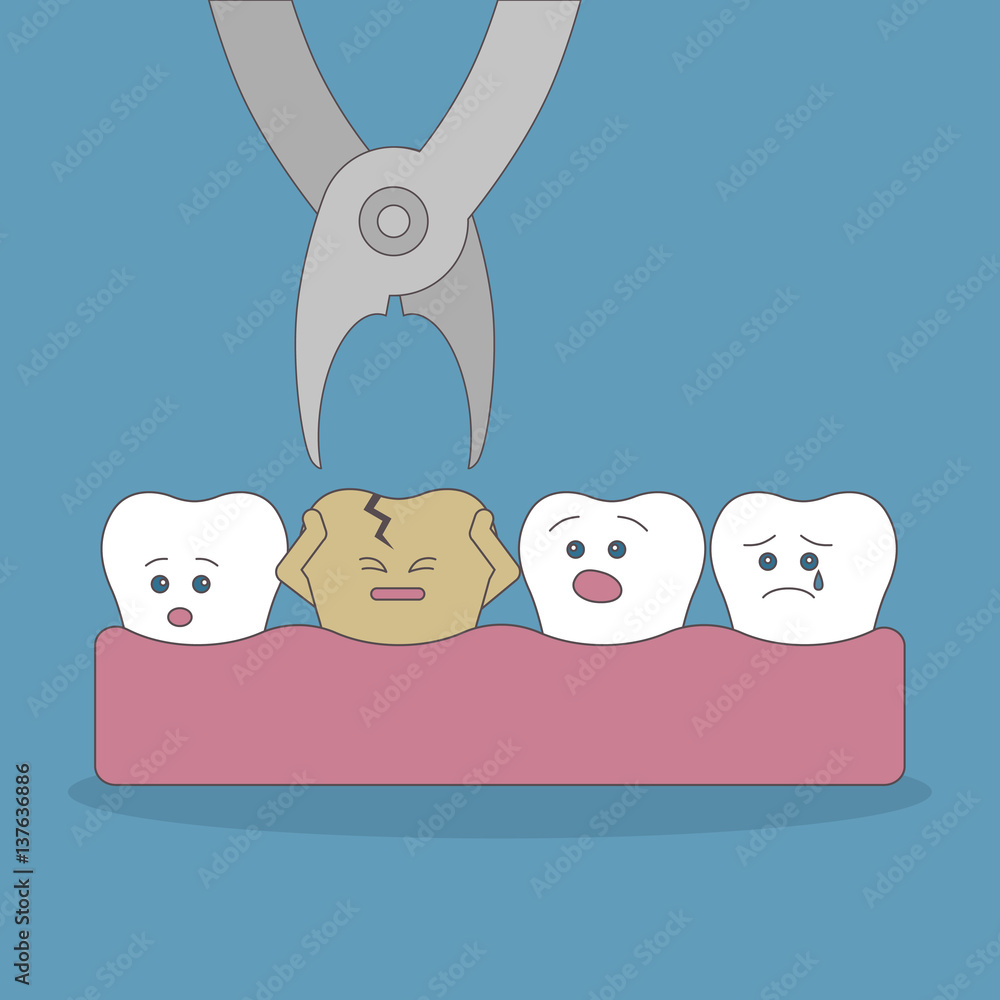 Bad tooth extraction. Good and bad teeth. Health care. Scared tooth ...