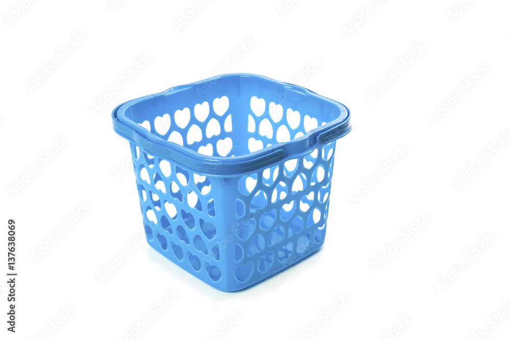 Blue plastic basket isolated on white background Stock Photo | Adobe Stock