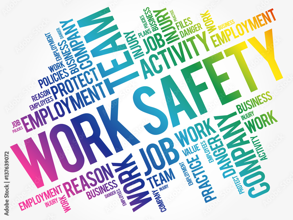 Work Safety word cloud collage with terms such as employee, company ...