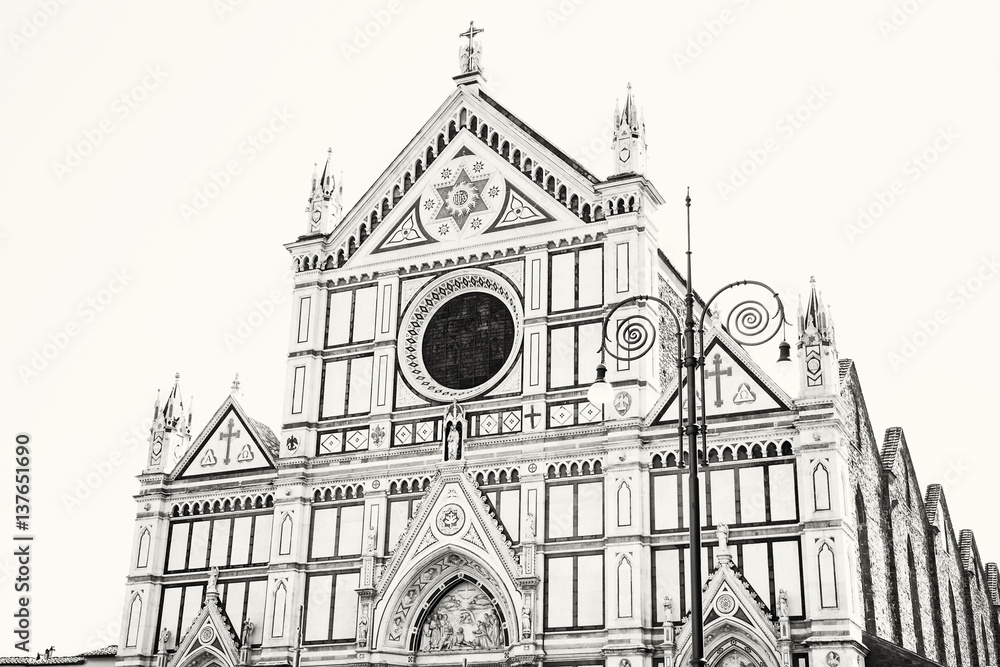 Basilica of Santa Croce, Florence, Italy, colorless Stock Photo | Adobe ...