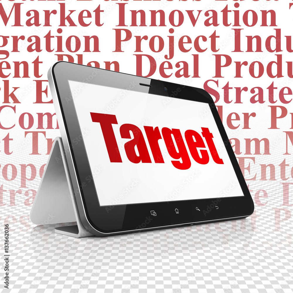 Business concept: Tablet Computer with Target on display Stock ...