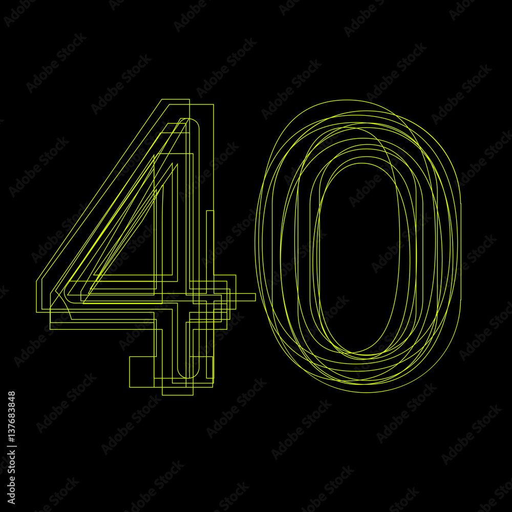 Vector sign linear fluorescent number 40, green light on black ...