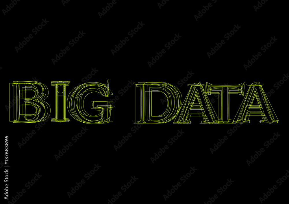 Vector word big data, green light on black background Stock Vector | Adobe Stock