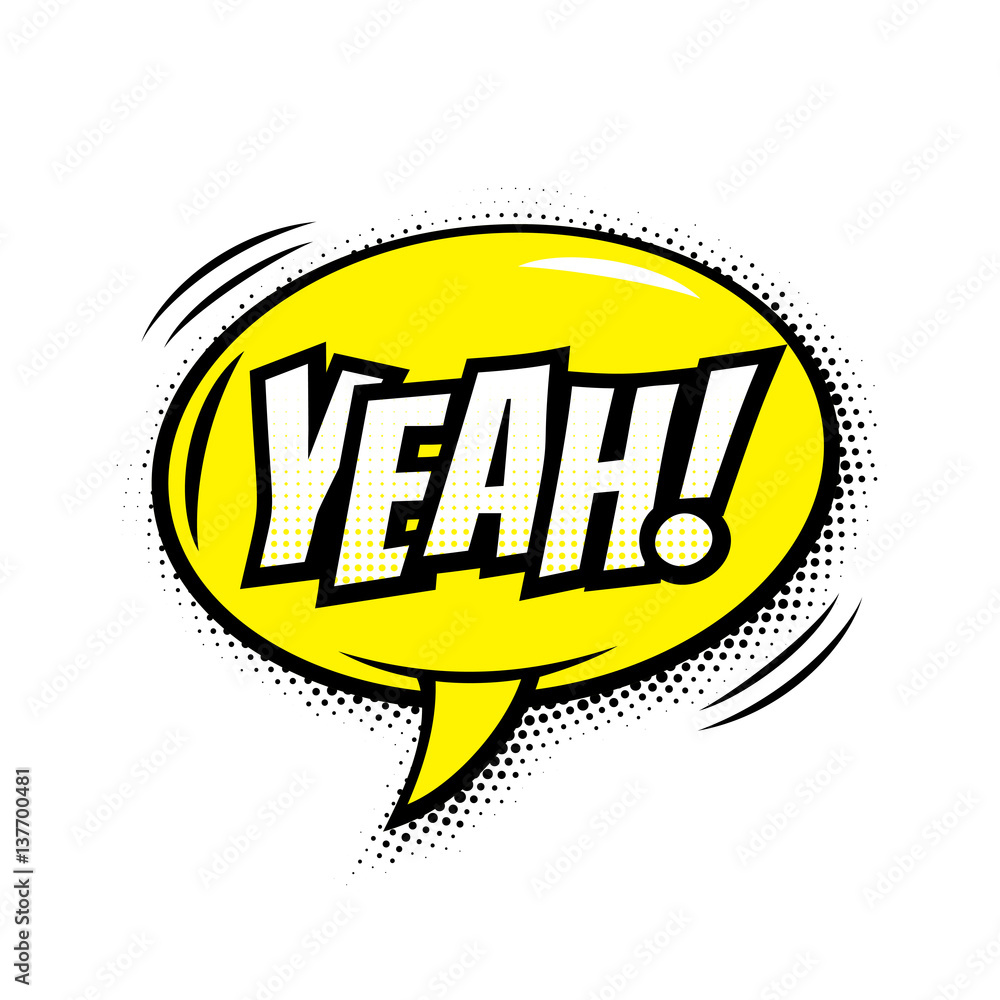 Yeah comic text bubble vector isolated color icon Stock Vector | Adobe ...