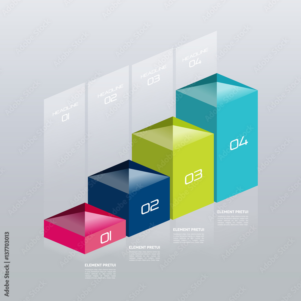 Infographic vector 3D chart, graph, digital diagram, workflow, number ...