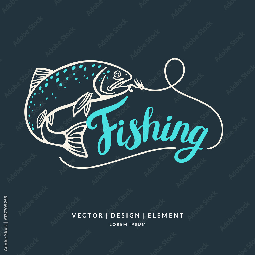 Fishing. Modern hand drawn lettering phrase. Stock Vector | Adobe Stock
