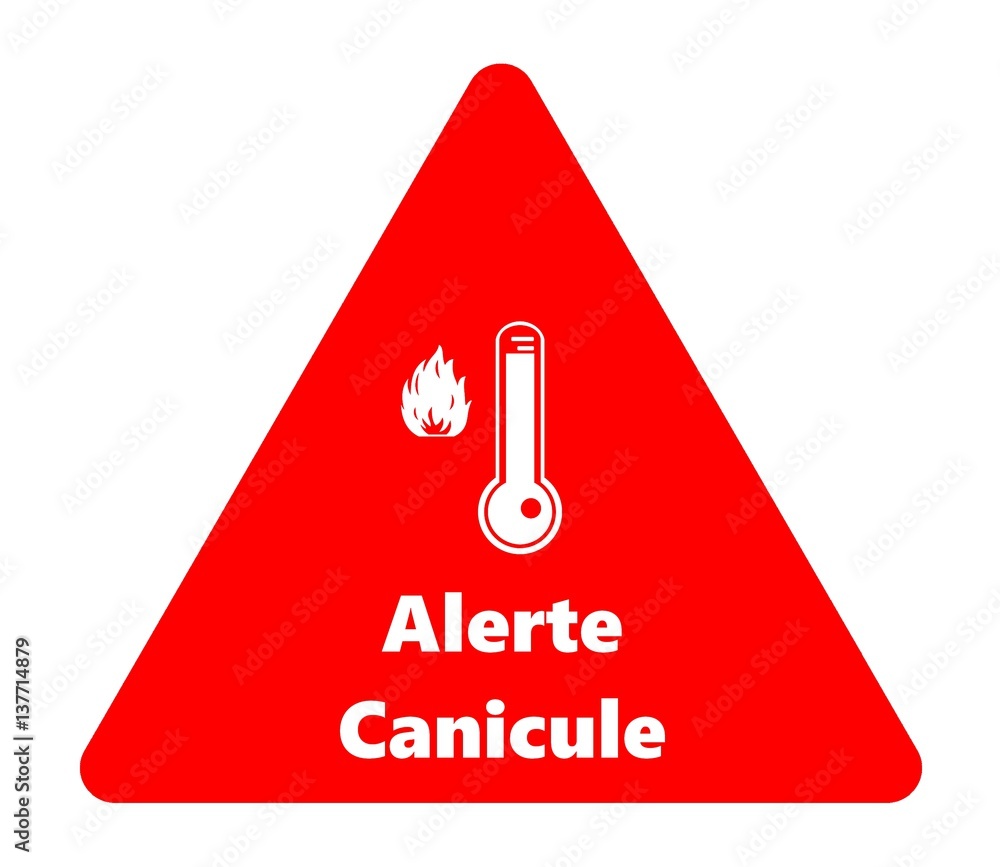 Alerte canicule dans un panneau de danger rouge Stock-Illustration ...
