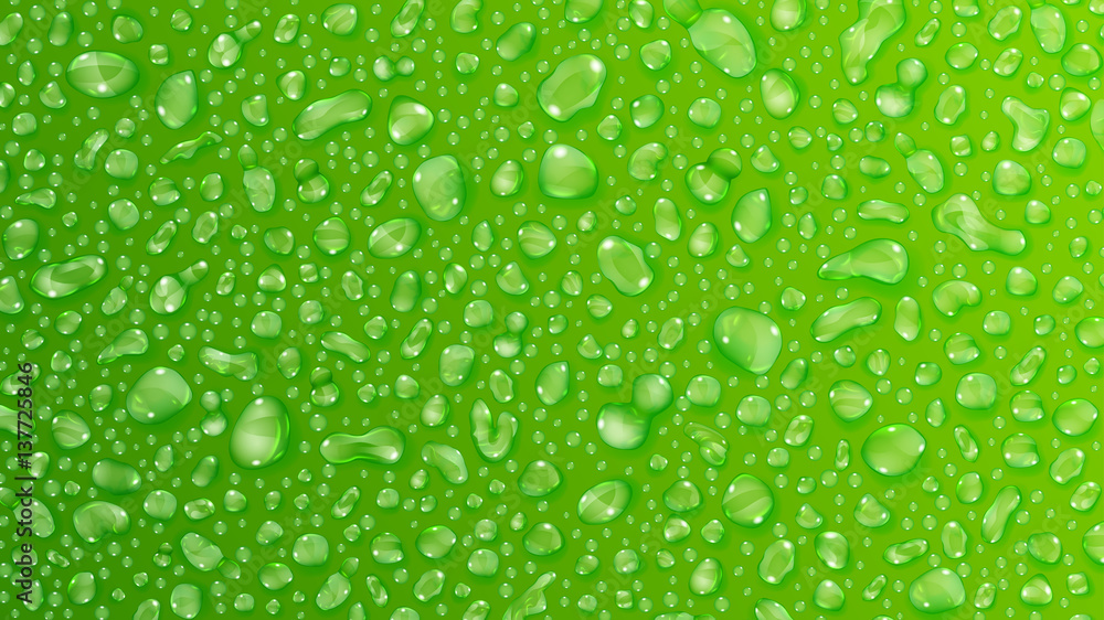 Green background of water drops Stock Vector | Adobe Stock