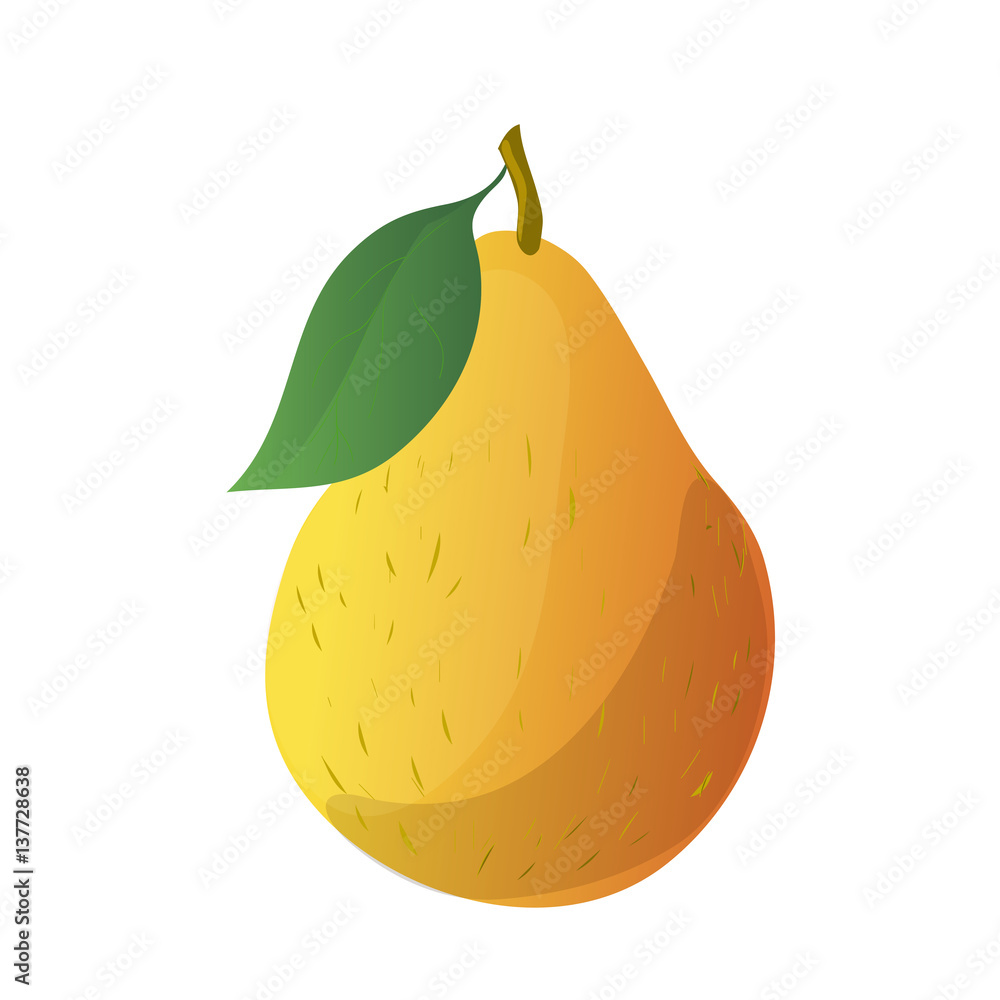 Cartoon yellow pear. Vector illustration Stock Vector | Adobe Stock