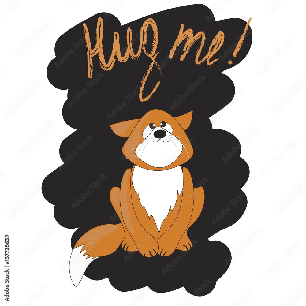 Cute cartoon cat asking for a hug. Vector Illustration. Stock Vector ...