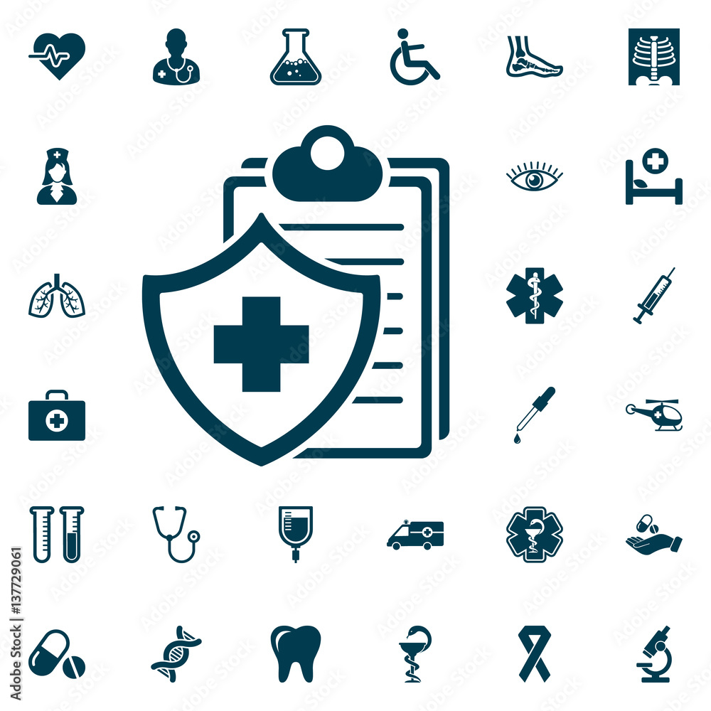 Medical Insurance Icon, medical set on white background. Health Care ...