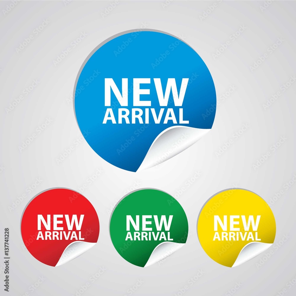 New arrival sticker set. Stock-Illustration | Adobe Stock