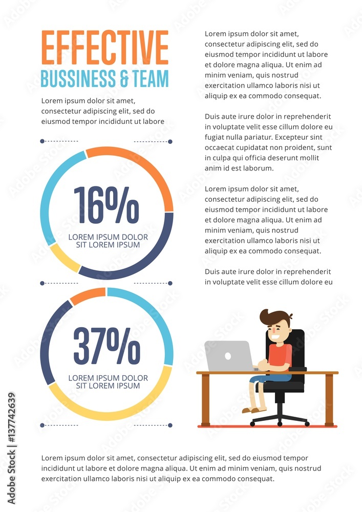 Effective business and team banner with pie chart and businessman with ...
