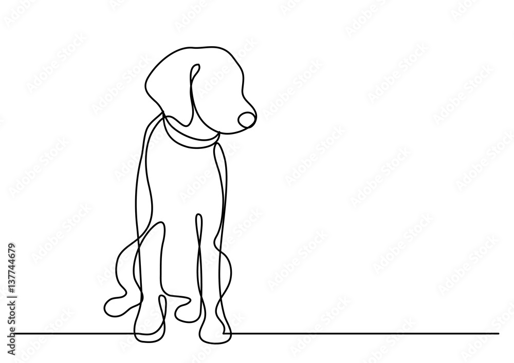 continuous line drawing of cute dog Stock Vector | Adobe Stock