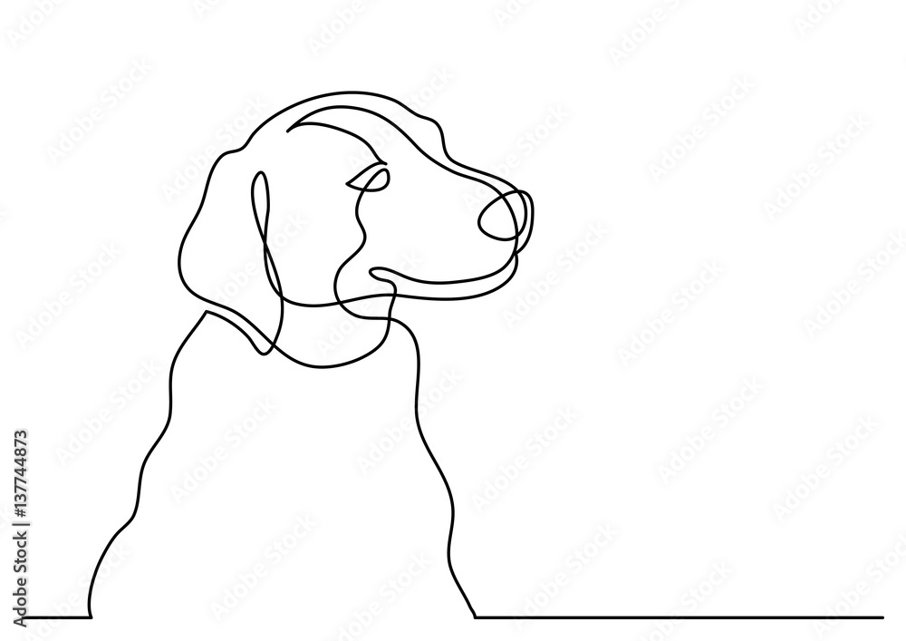 continuous line drawing of happy dog portrait Stock Vector | Adobe Stock