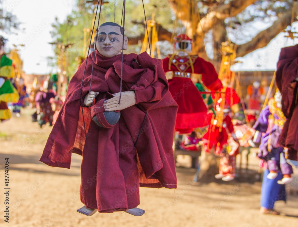 Myanmar traditional handicraft monk puppet Stock Photo | Adobe Stock