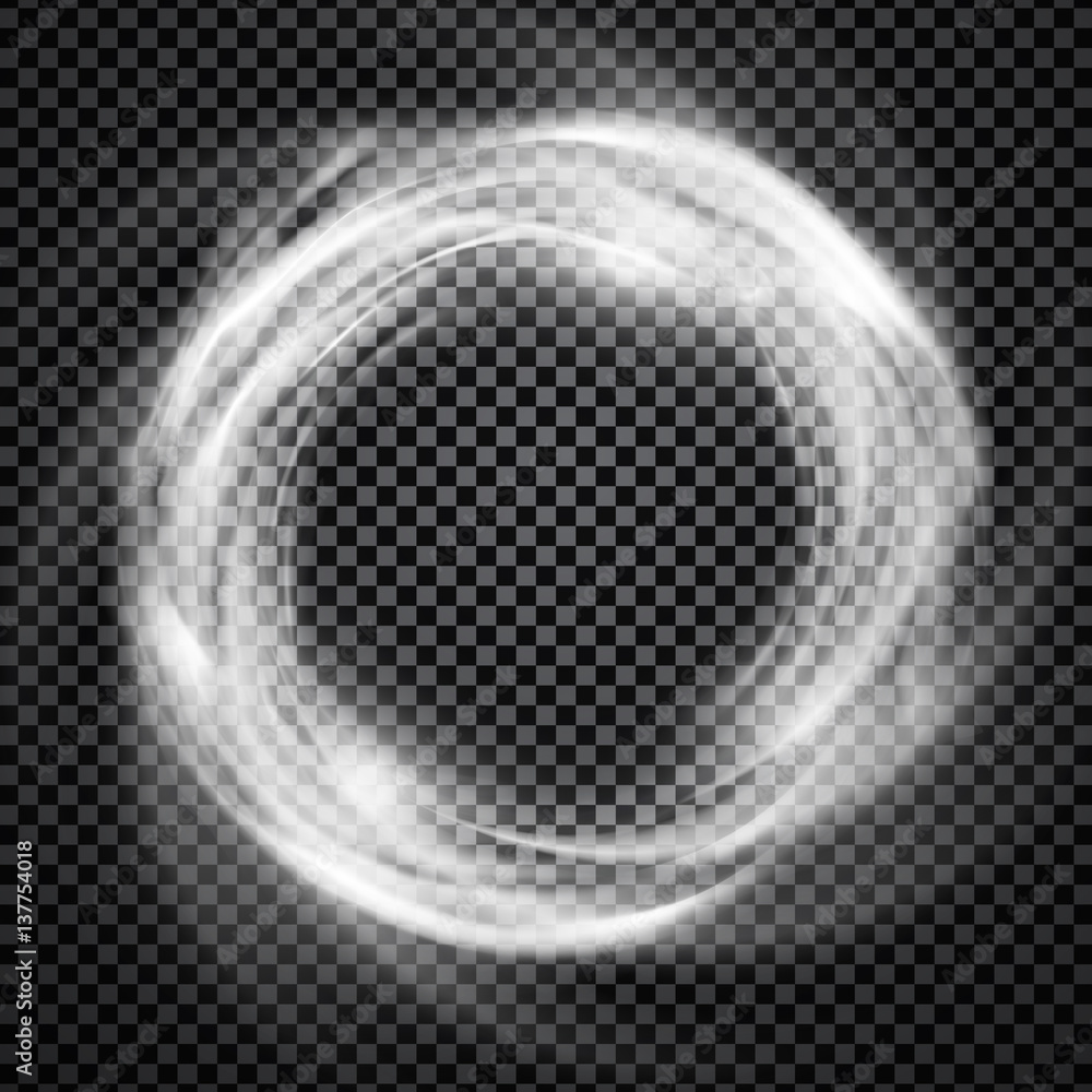 Vector light effect on transparent background. Glowing cosmic vortex or ...